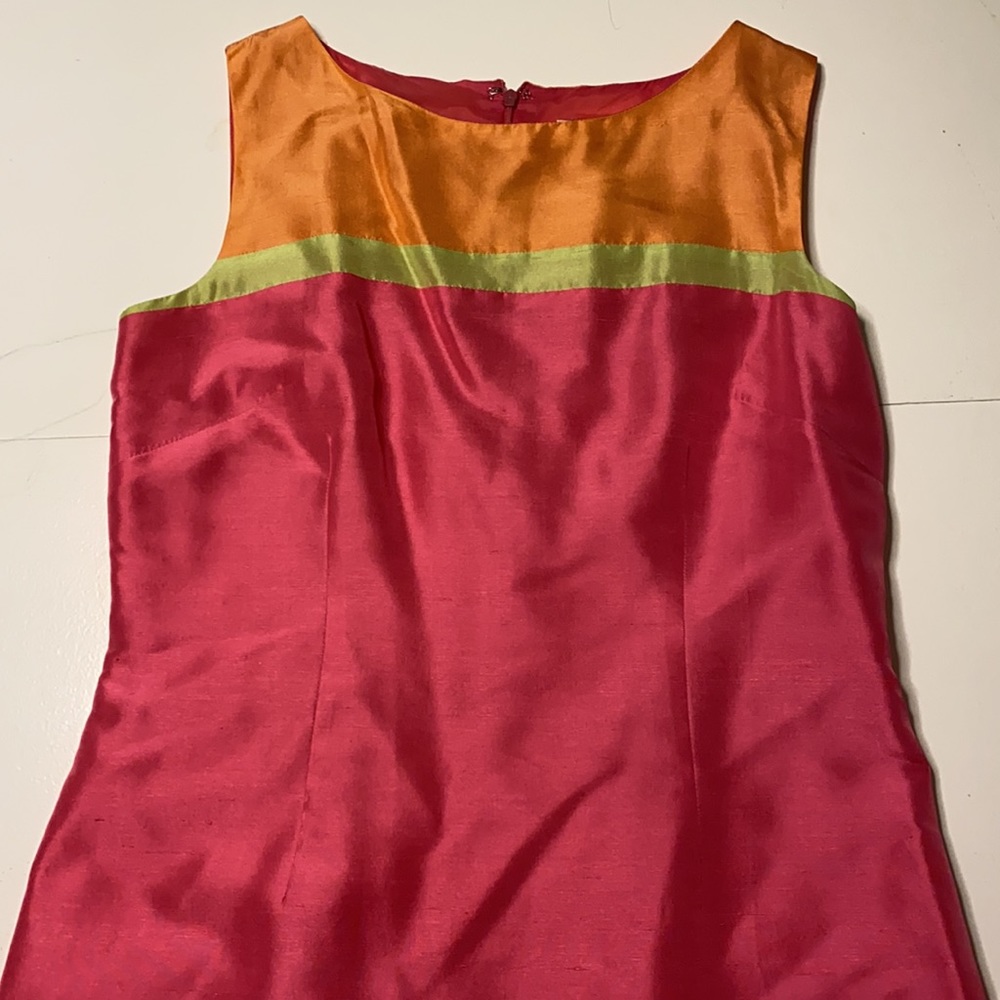 Vintage Silk 1960s Colorblock Mini Dress - Gem